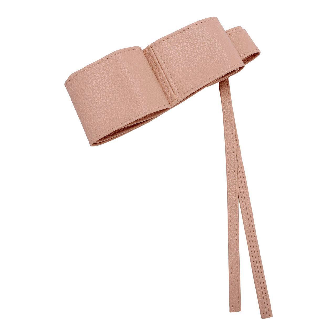 Ayliss Women Soft Leather Obi Belt Self Tie Wrap Cinch Belt,Nude Pink