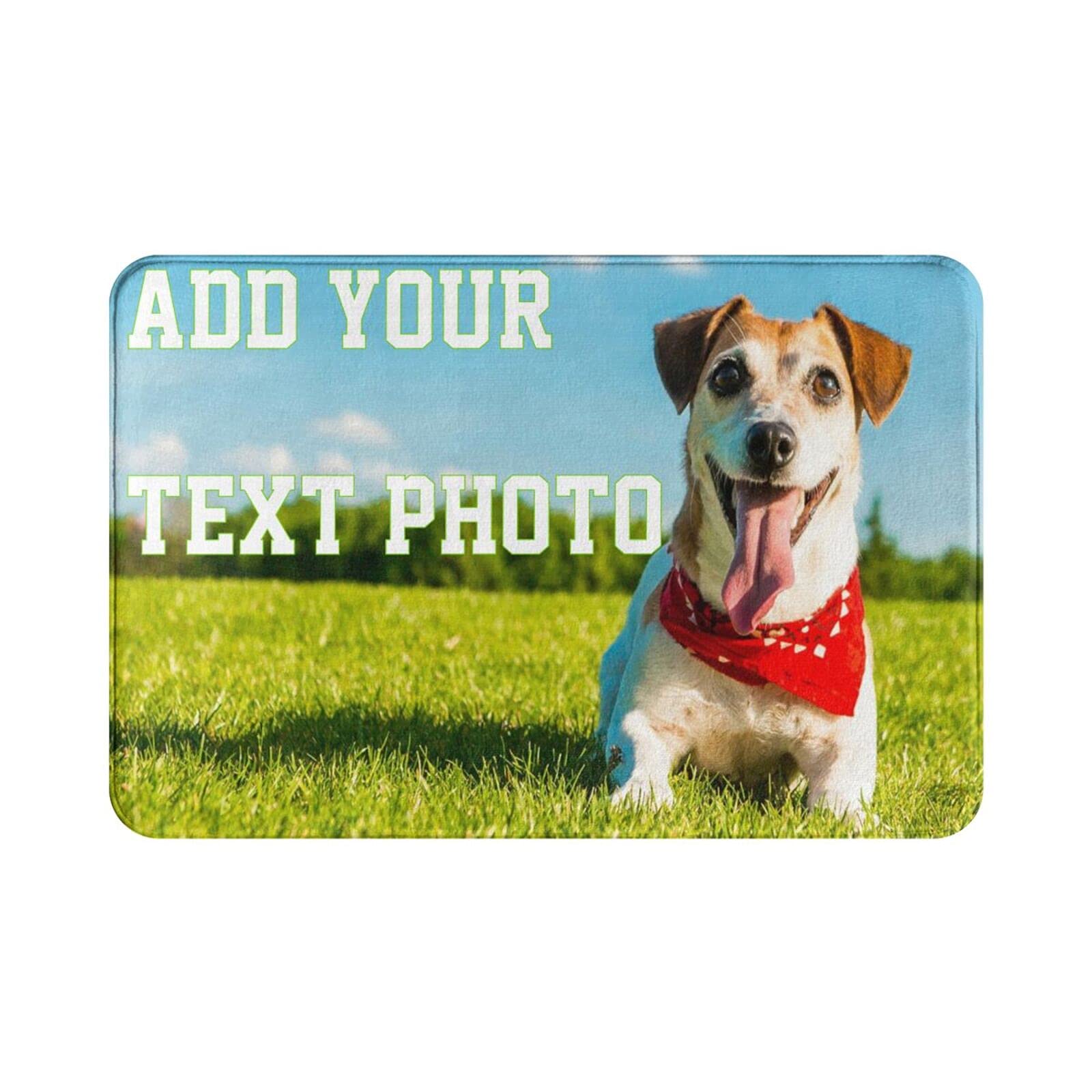 RNANVI Personalized Doormat, Custom Photo Text Image Logo Non-Slip Washable Design Mat Indoor Outdoor for Bedroom Room Garden Office, Bathroom Home(23.6"X15.7")