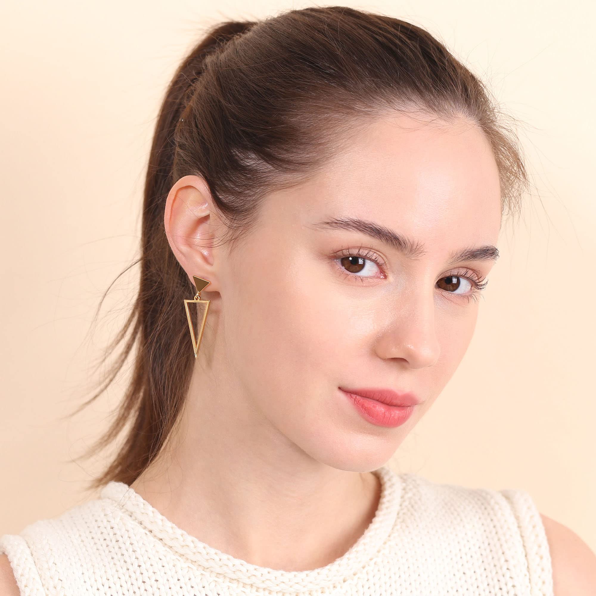 Bonaluna Triangle Metal Dangle Drop earrings for Women