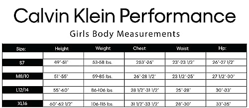 Calvin Klein Girls' Performance Bike Shorts, Soft & Stretchy with Flat Waistband & Snug Fit, Black Logo Toss, 12-14