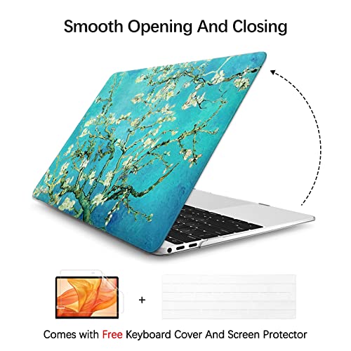 Berkin Arts Compatible with MacBook Air 13.6 inch Cover, 2022 Release A2681 M2 with Liquid Retina Display & Touch ID with Keyboard Cover & Screen Protector Cloisonnism (Almond Blossom by Van Gogh)