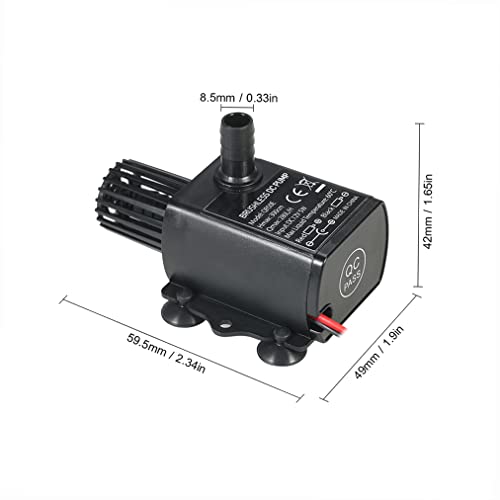 Water Pump Aquarium, Submersible Water Pump, DC 12V 5W, Mini quiet Pump for Pond Aquarium Fish Tank, 280L/H, Lift 300cm