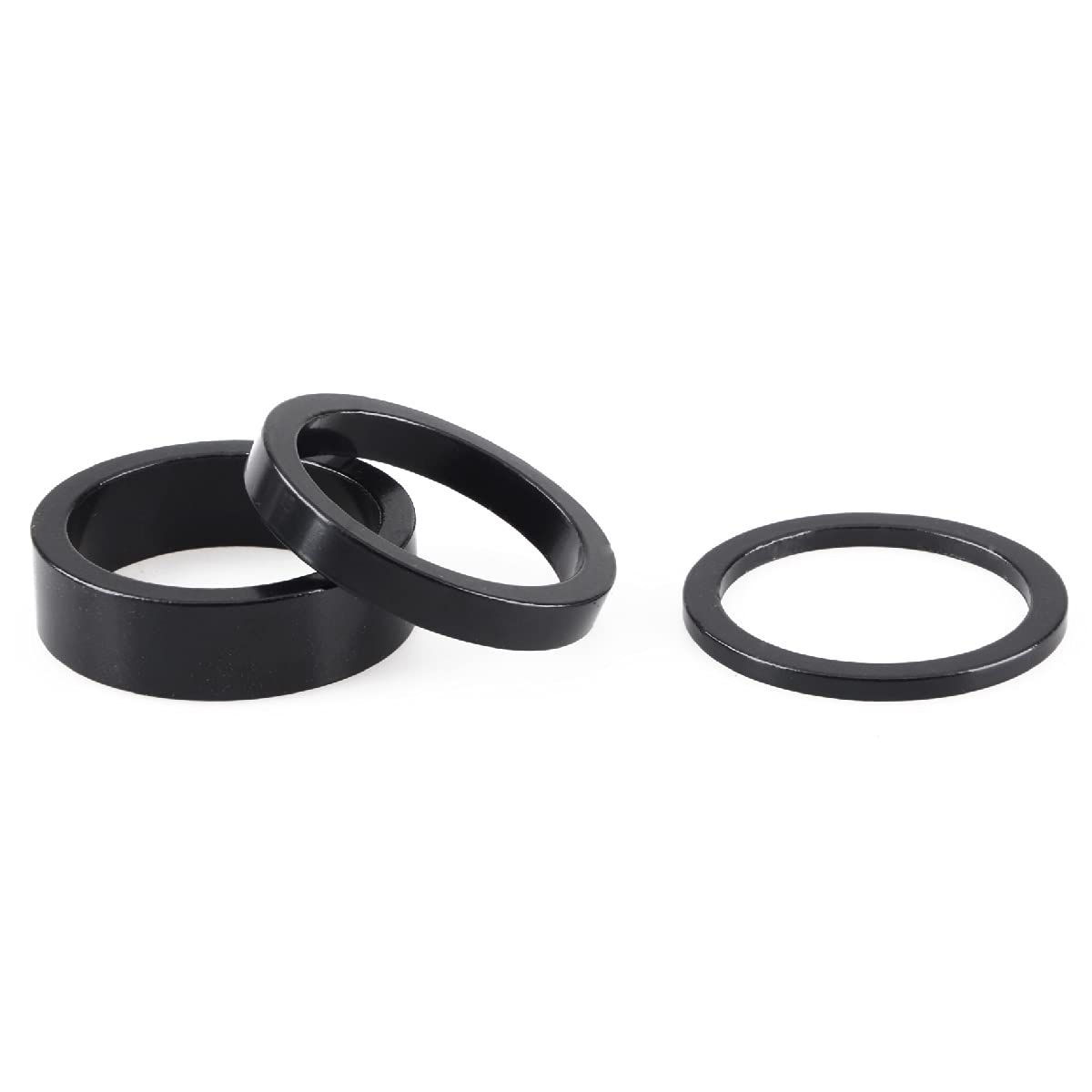 Azarxis 12 PCS Bicycle Headset Spacer Bike Handlebar Stem Spacers Threadless Aluminum Alloy Fork Washer Set Fit 1 1/8-Inch Stem for MTB BMX Mountain Road Bikes 2mm 5mm 10mm (Black - 12 PCS)
