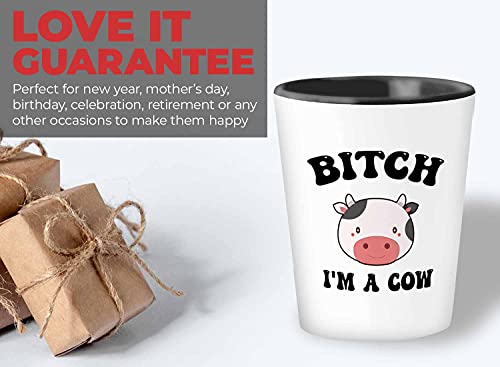 Bubble Hugs Animal Shot Glass 1.5 oz - Im a Cow - Kawaii Farm Farmer Cute Cow Lovers Sarcasm