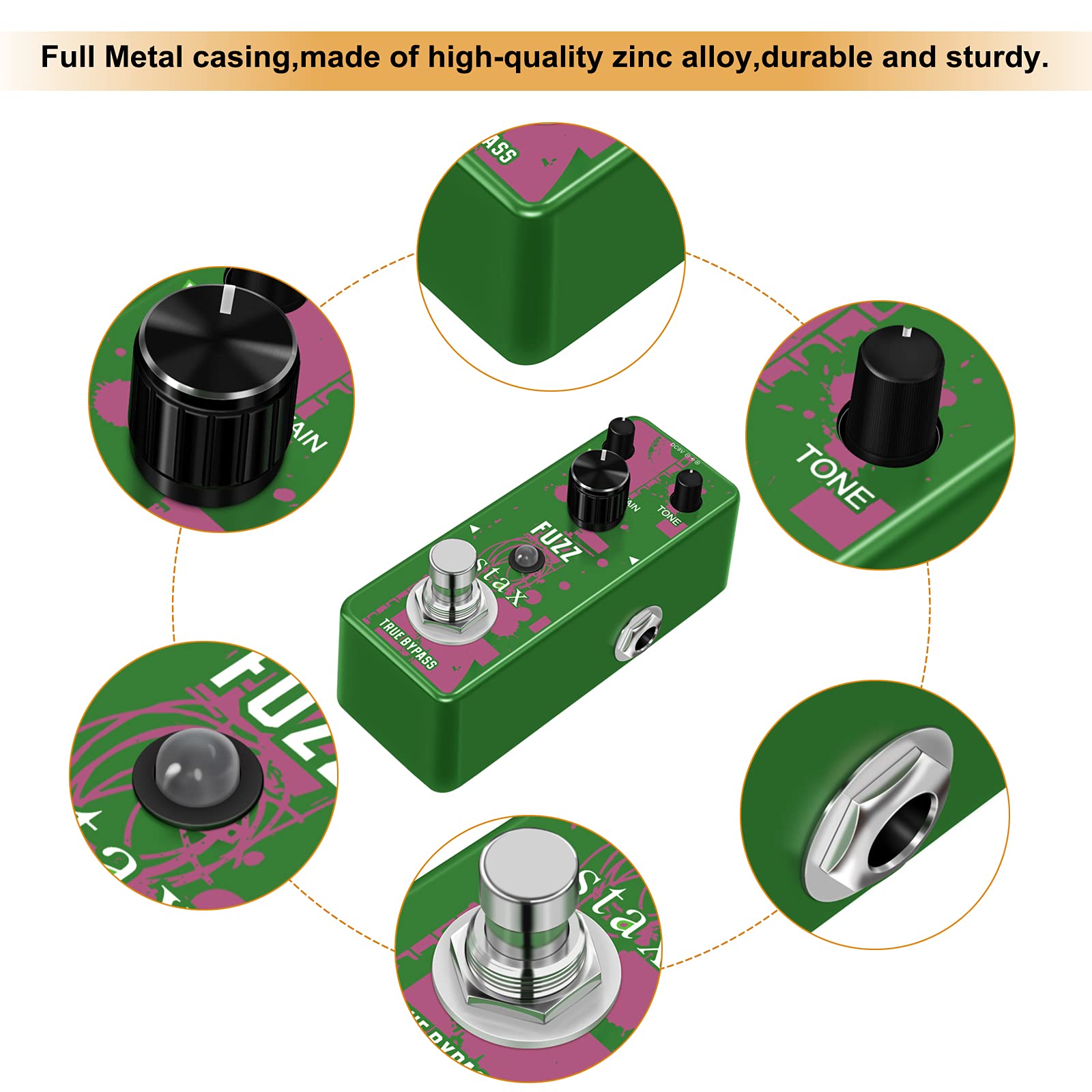 Stax Fuzz Guitar Pedal, Analog Fuzz Guitar Effect Pedals,Electric Guitar Accessories