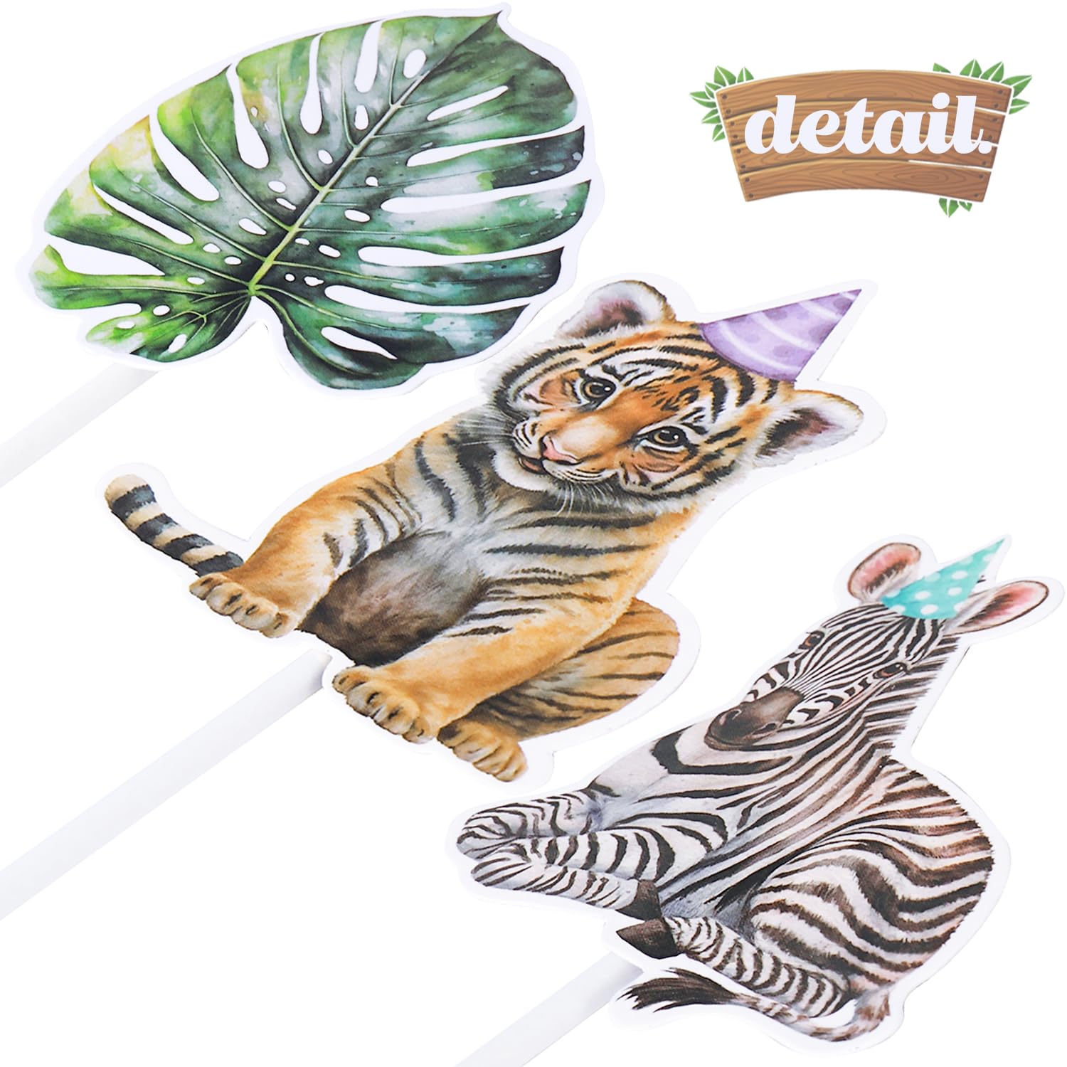 CANDY CHEF Safari Animal Cupcake Toppers, 24Pcs, Jungle Themed Decorations for Baby Shower Supplies