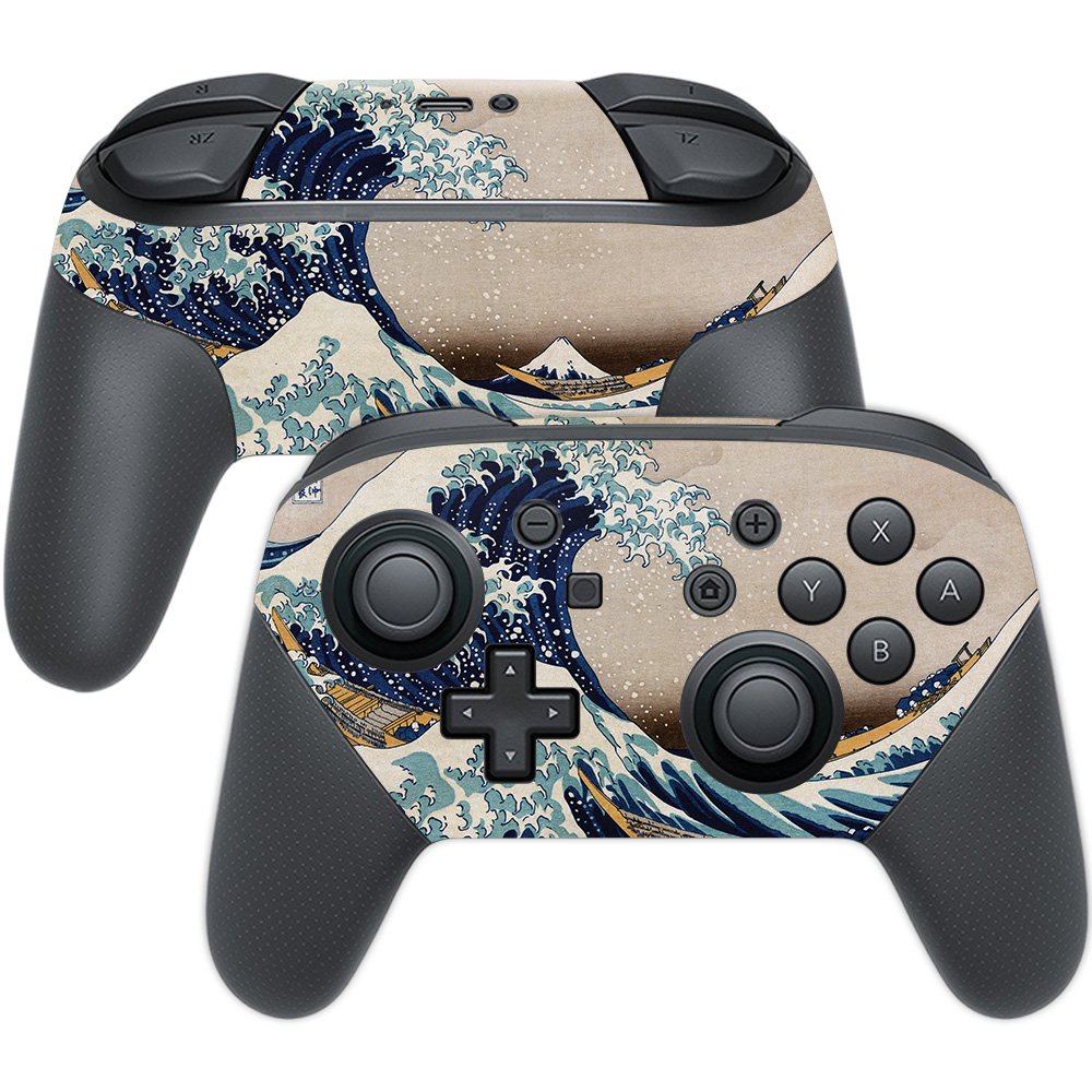 MightySkins Skin Compatible with Nintendo Switch Pro Controller - Great Wave of Kanagawa | Protective, Durable, and Unique Vinyl wrap Cover | Easy to Apply, Remove | Made in The USA