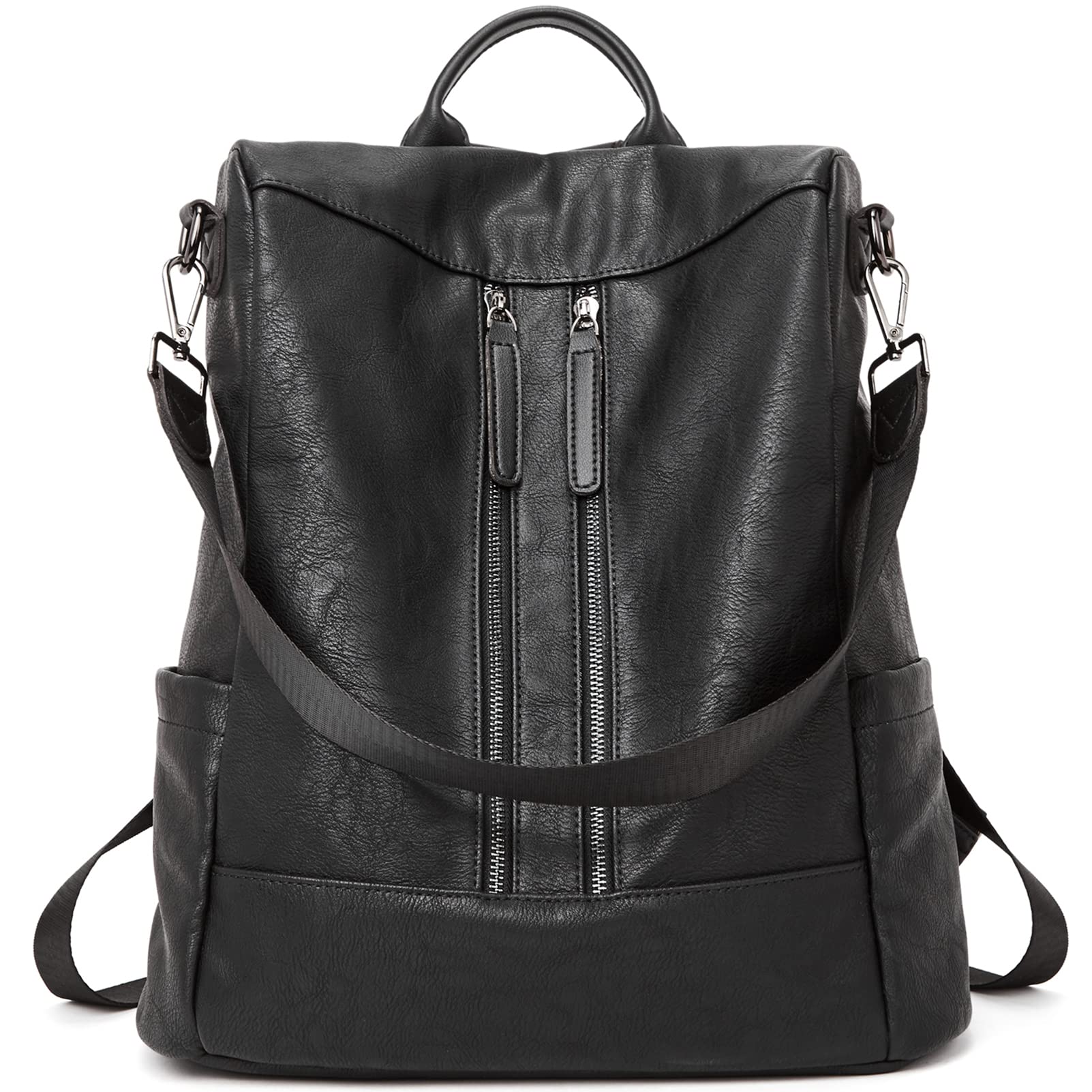 BROMEN Backpack Purse Leathe Backpack for Women Anti-theft Bookbag Purse Fashion Shoulder Handbag Backpack Women Black