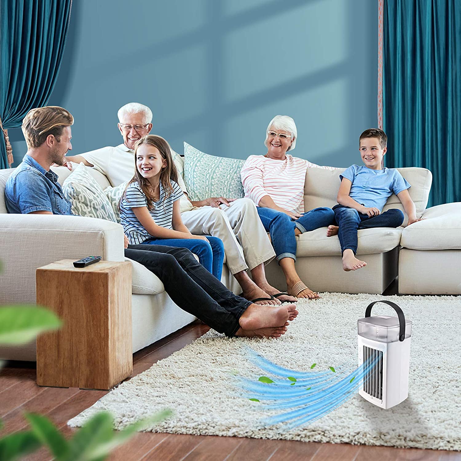 Personal Air Conditioner Fan, Small Air Conditioner Fan, Portable Air Cooler Mini Air Conditioner Fan with 3 Wind Speed, Evaporative Air Humidifier, Desktop Cooling Fan with LED Light for Office, Home