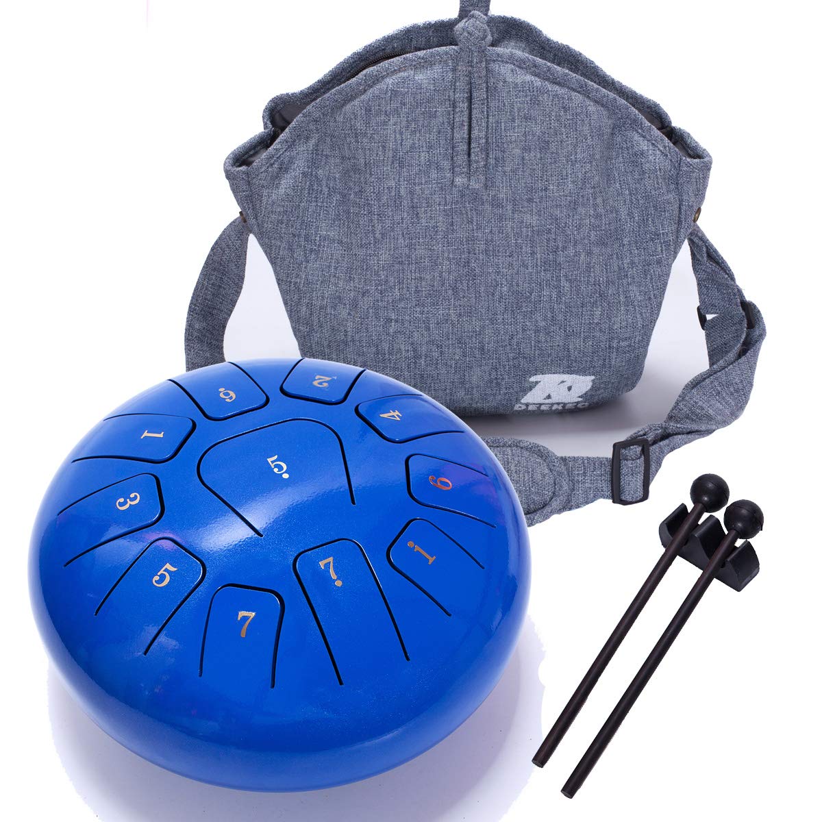 Steel Panda Drum Tank Drum Standard 11 Key 11 Notes 10 Inch Percussion Instrument with Drum Mallets and Carry Bag (10 inch, Blue)