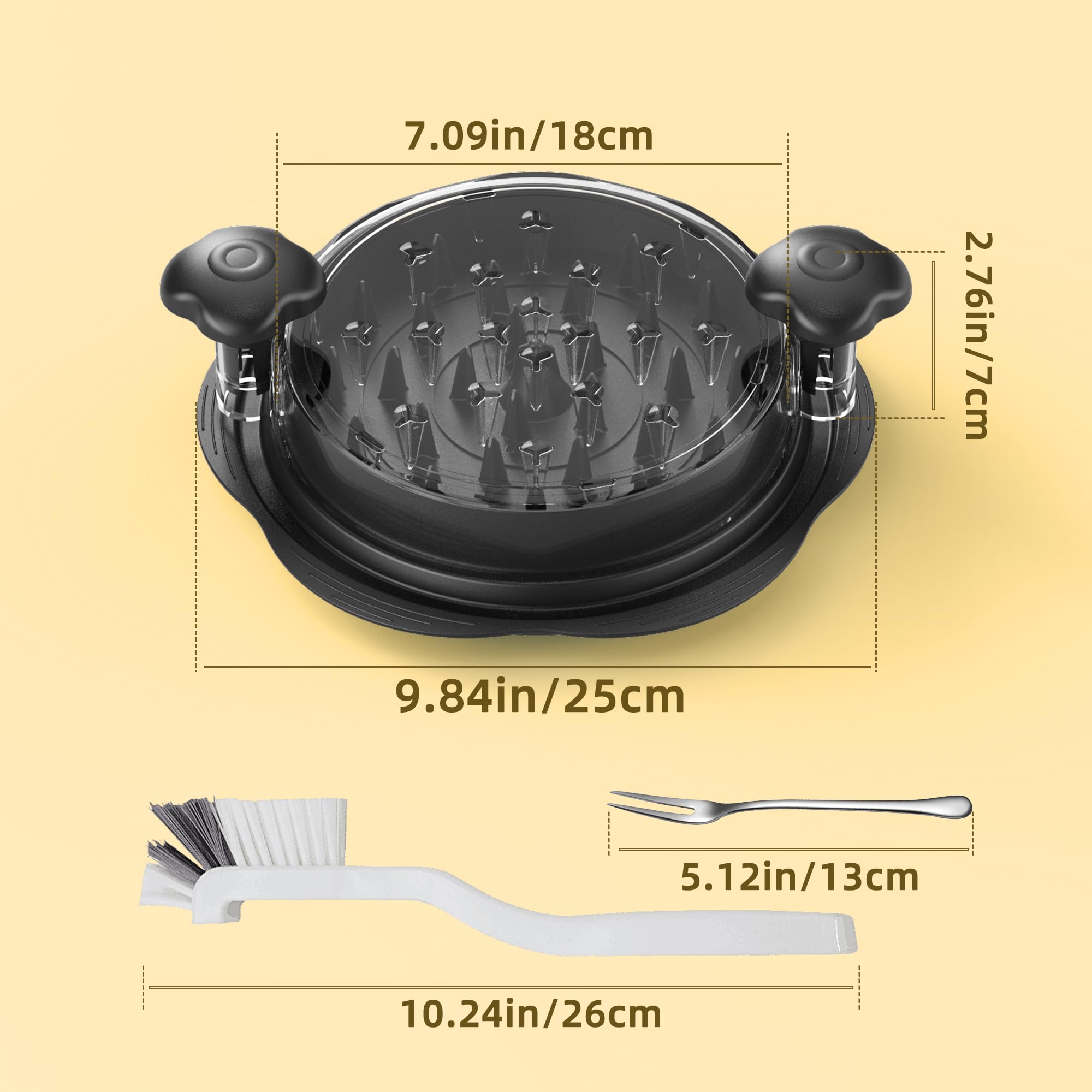 Chicken Shredder, Chicken Shredder Tool Twist Large Meat Shredder for Chicken Breast Pork Beef, Visible Lid, Ergonomic Handle, Anti-Slip & Dishwasher Washable, Black