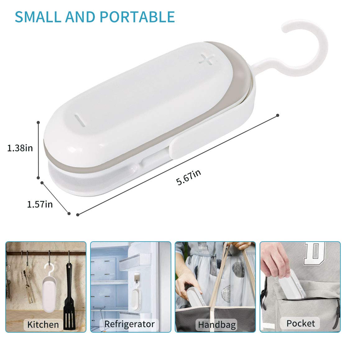 mempedont Mini Bag Sealer – Heat Sealer for Plastic Bags – Vacuum Food Sealer and Cutter – Portable and Practical– Handheld Bag Sealer – Set of 2
