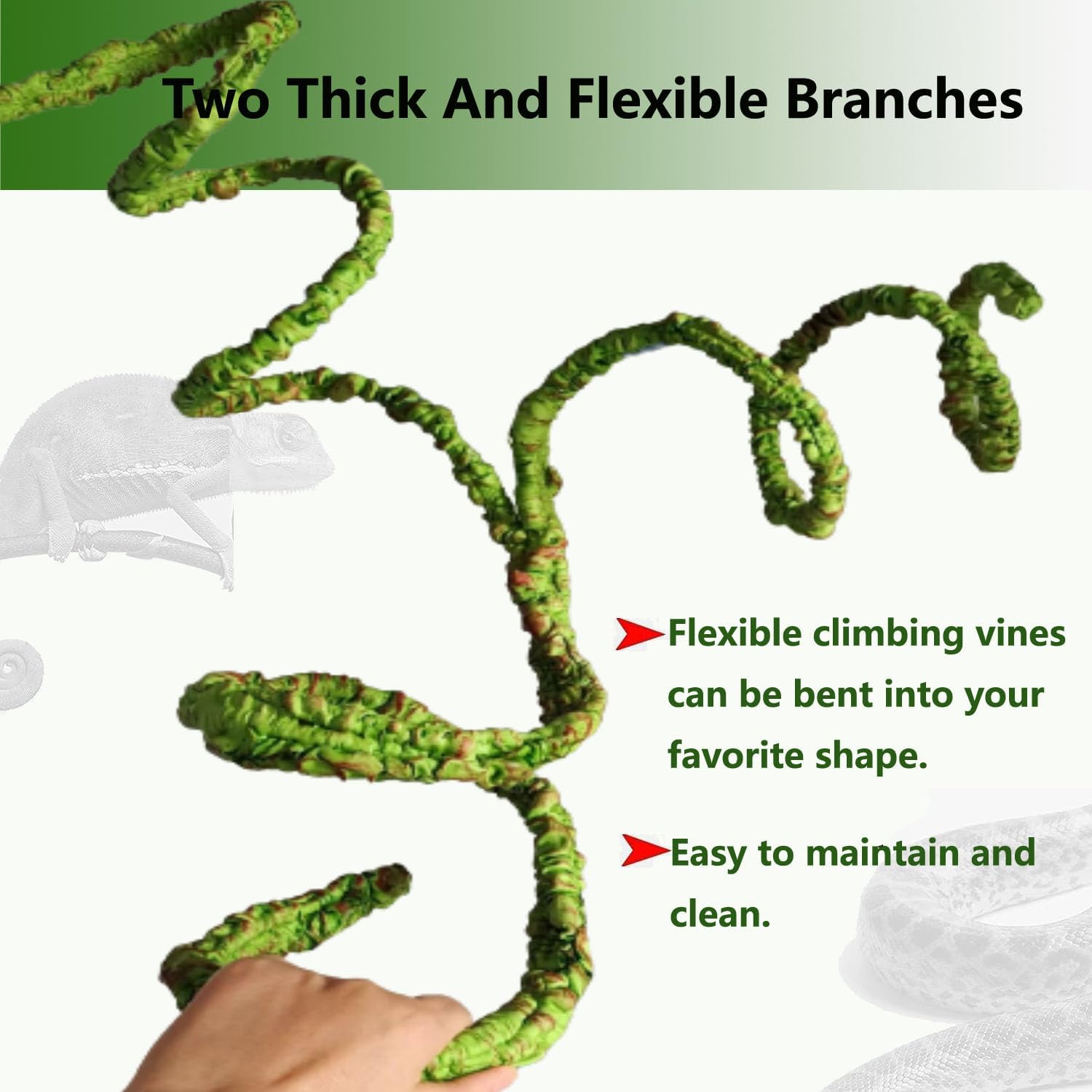 Flexible Bend-A-Branch Reptile Vines,Terrarium Decor,Long Jungle Climber Vines Habitat Decor for Chameleon Climbing Lizards Snakes and More Small Animals