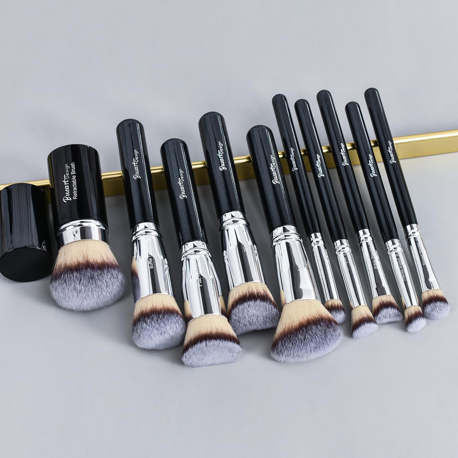 Bueart Design 18Pcs Essential Professional Makeup Brushes set ULTRA SOFT labeled Brush for Powder Foundation Face Blending Blush Concealers Eyeshadow (18Pcs Pearl Pink)