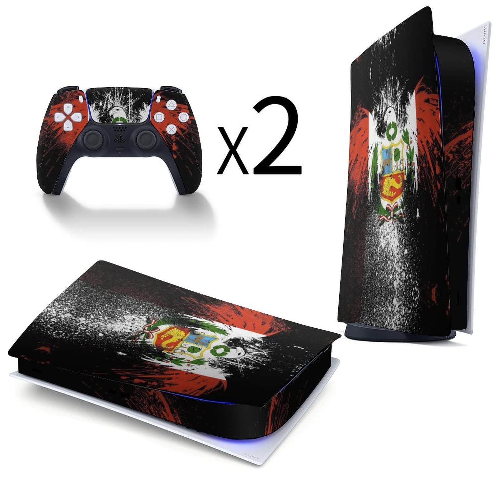 Peru Flag Compatible with PS5 Console and Controller Sticker Skin, Durable, Scratch-Resistant, and Bubble-Free (Digital Version)