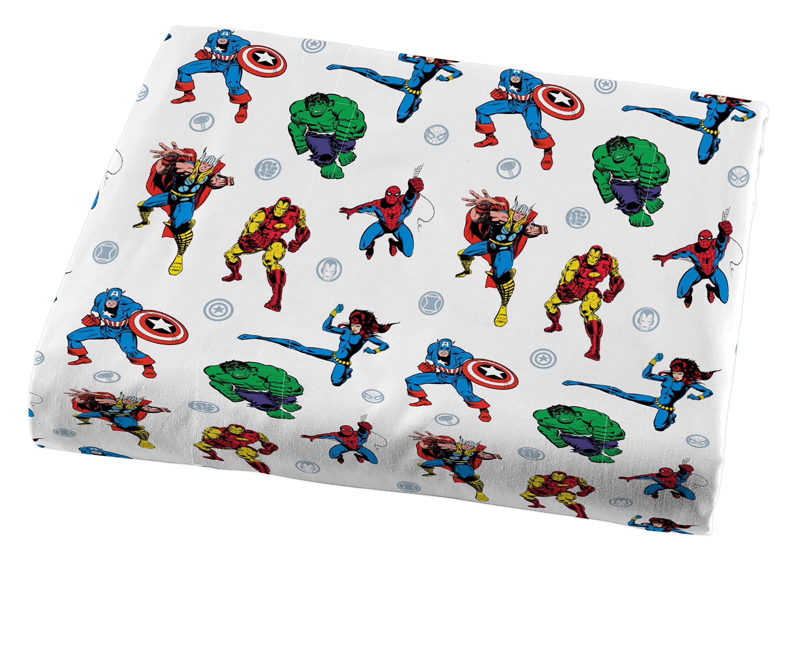 Jay Franco Marvel Avengers Fighting Team Full Sheet Set - 4 Piece Set Super Soft and Cozy Kid's Bedding - Fade Resistant Microfiber Sheets (Official Marvel Product)