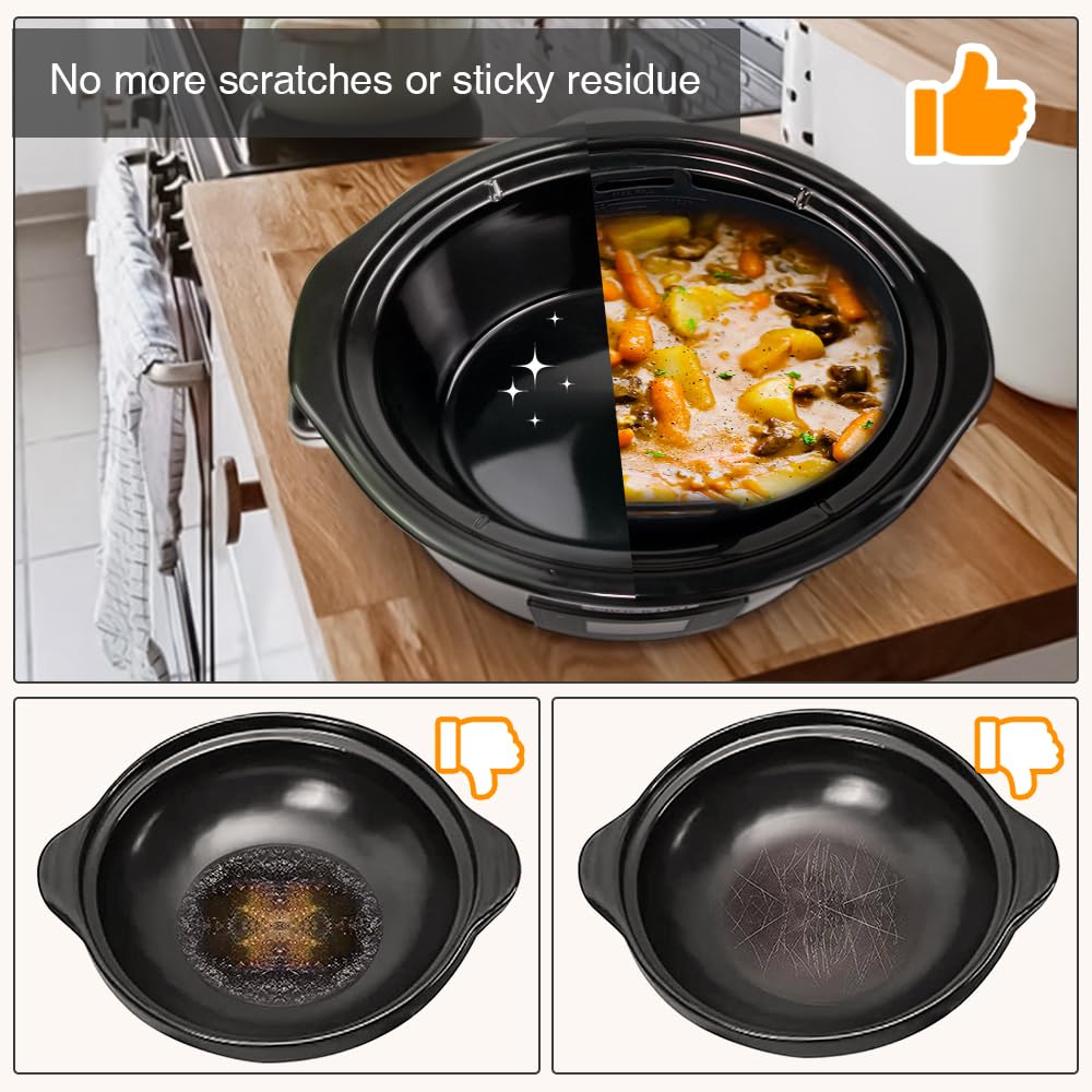 ChefAid Slow Cooker Liners Crock Pot Insert Accessories for 5 6 7 Quart Slow Cookers, 100% Silicone Reusable Liner, Food Safe & Dishwasher Safe (Black)