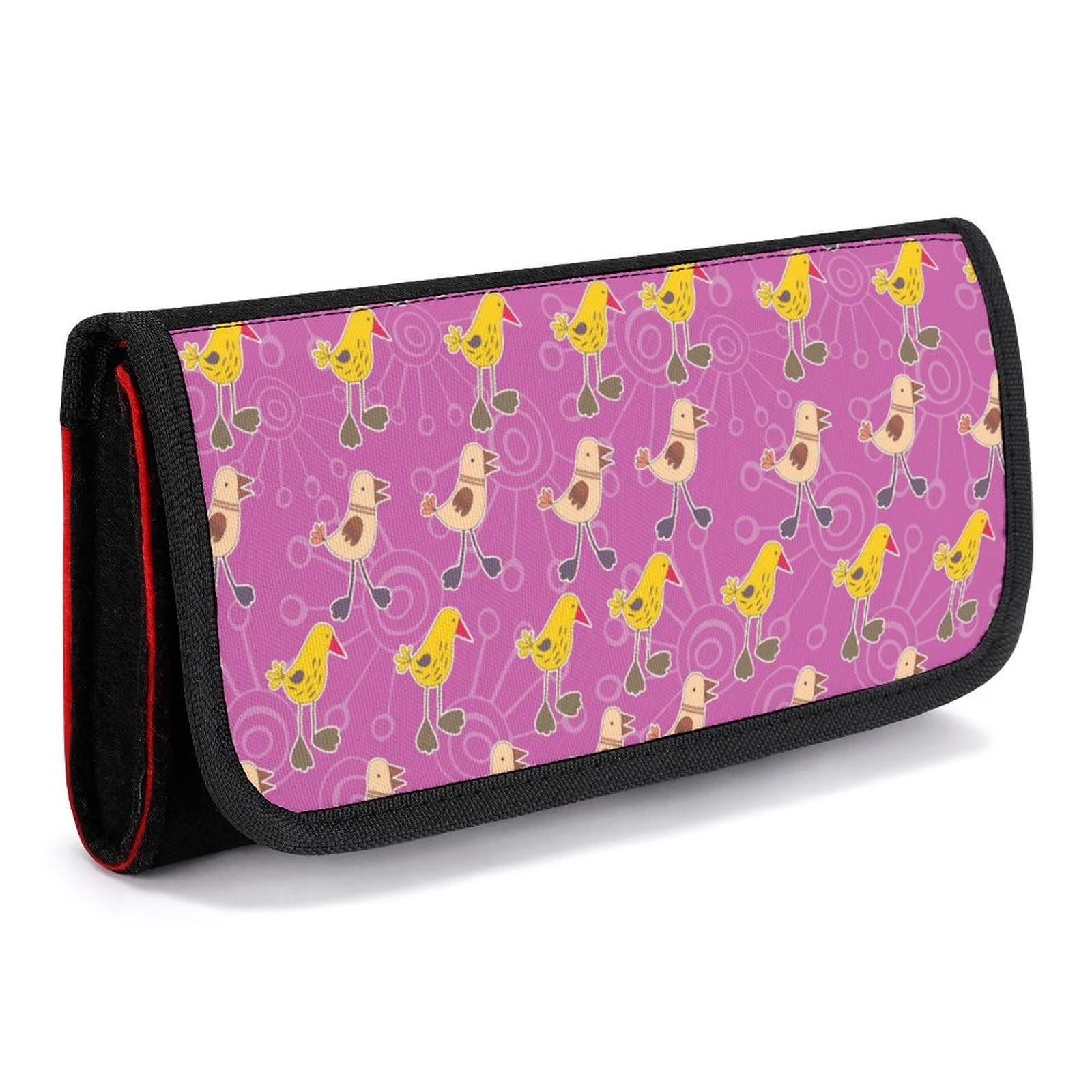 Chicks Pattern Carrying Bag Compatible with Switch Protective Case Slim Felt Pouch with 5 Game Cartridges Holders