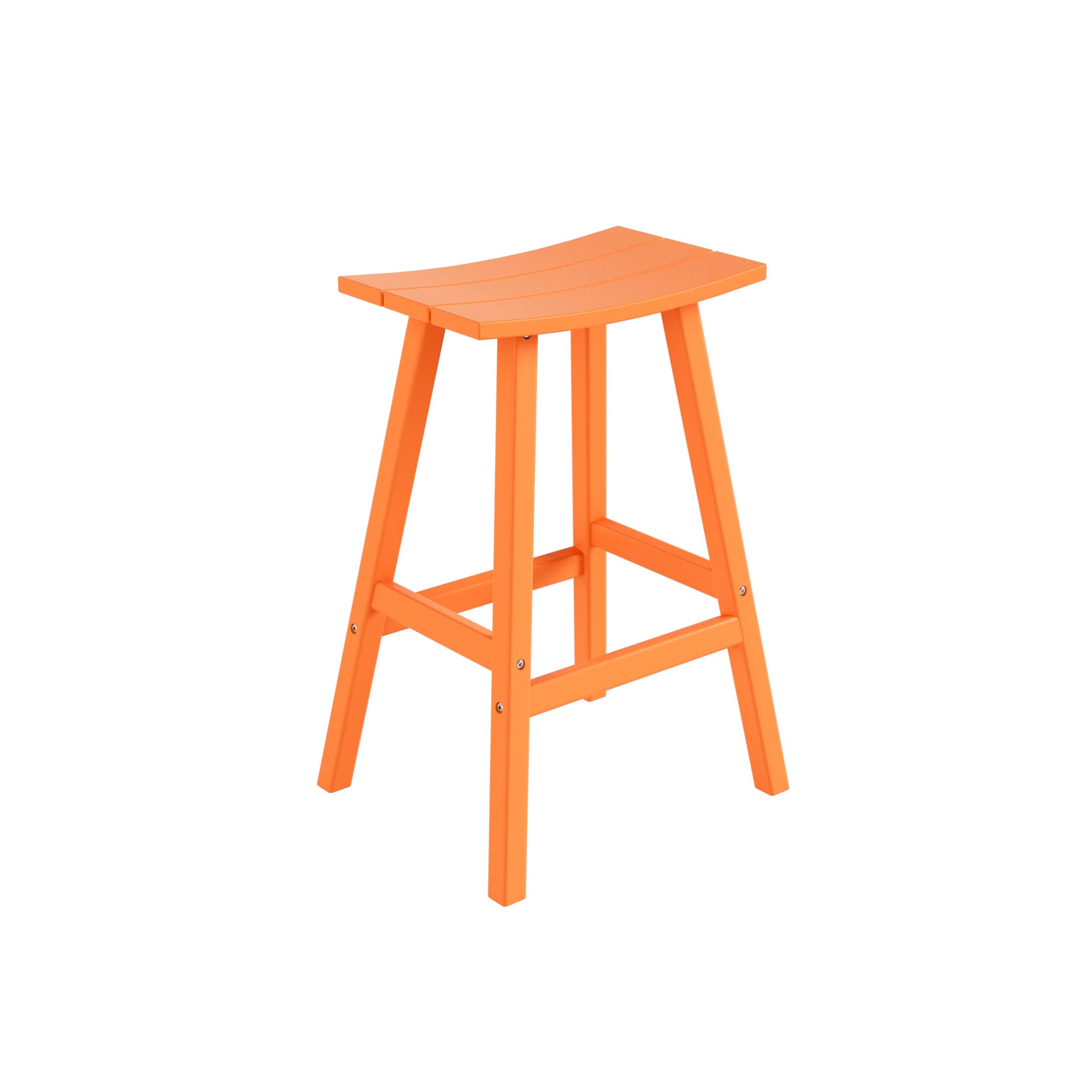 Costaelm All-Weather Bar Stools Set of 2, 29" Height Outdoor Bar Stools, Adirondack Poly Patio Bar Stool for Patio, Deck, Kitchen Counter and Garden, Orange