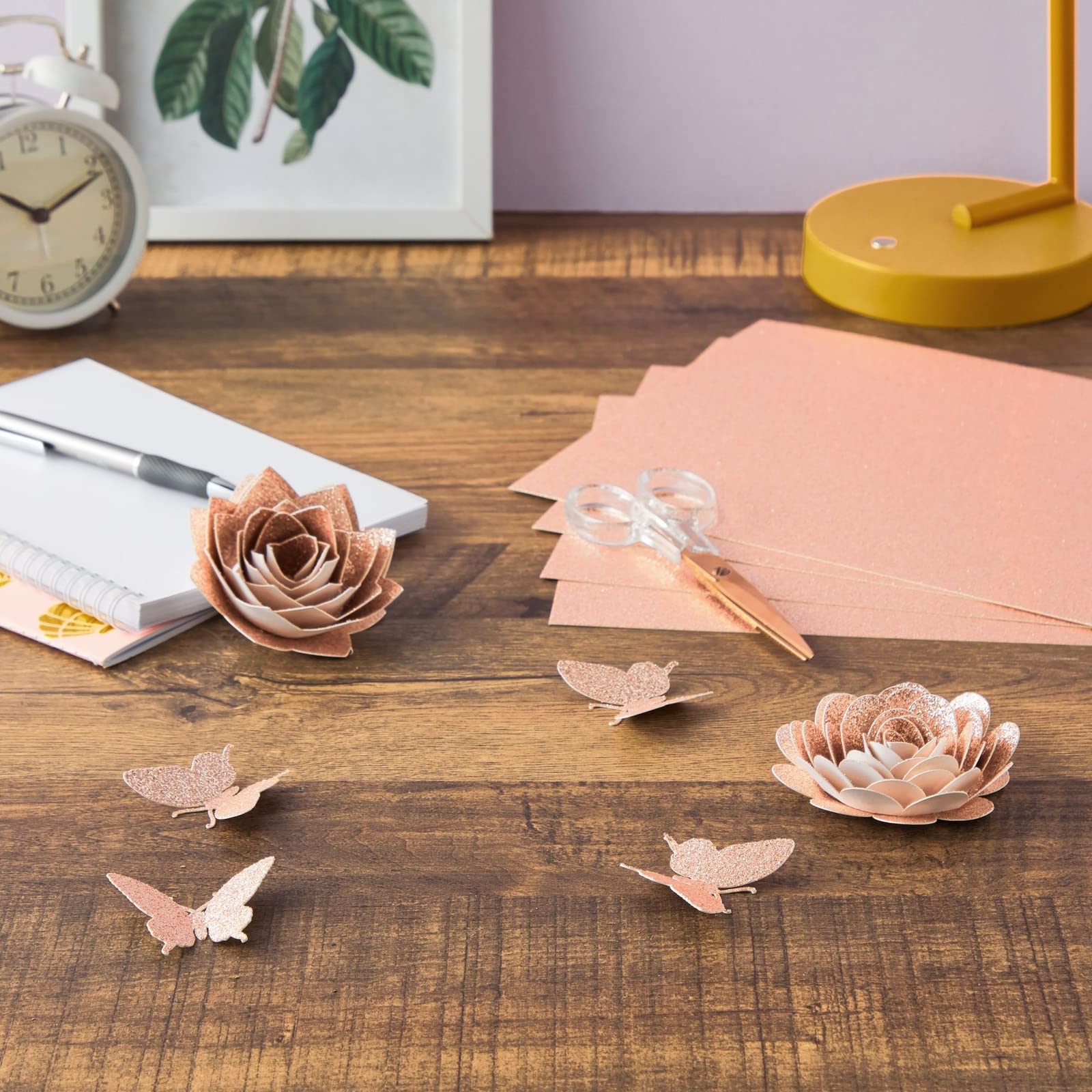Bright Creations 24 Sheets Rose Gold Glitter Cardstock Paper 8.5 x 11 for Scrapbooking, DIY Projects, Arts and Crafts (280gsm)
