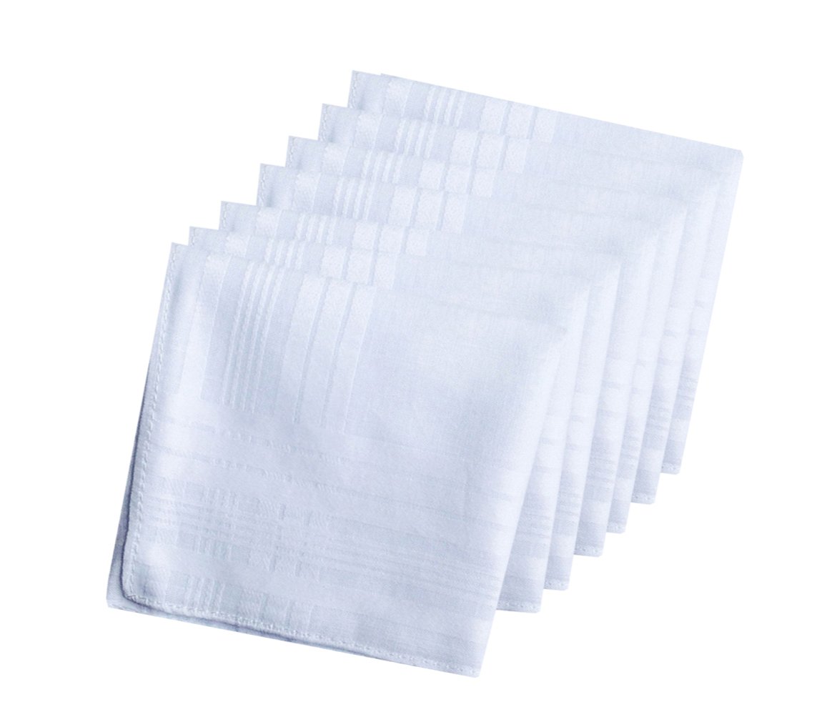 BonjourMrsMr Solid Mens Fashion White 100% Contton Hankerchifs Hanky
