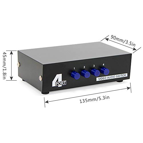 Panlong 4-Way AV Switch RCA Switcher 4 in 1 Out Composite Video L/R Stereo Audio Selector Box for DVD STB Game Consoles