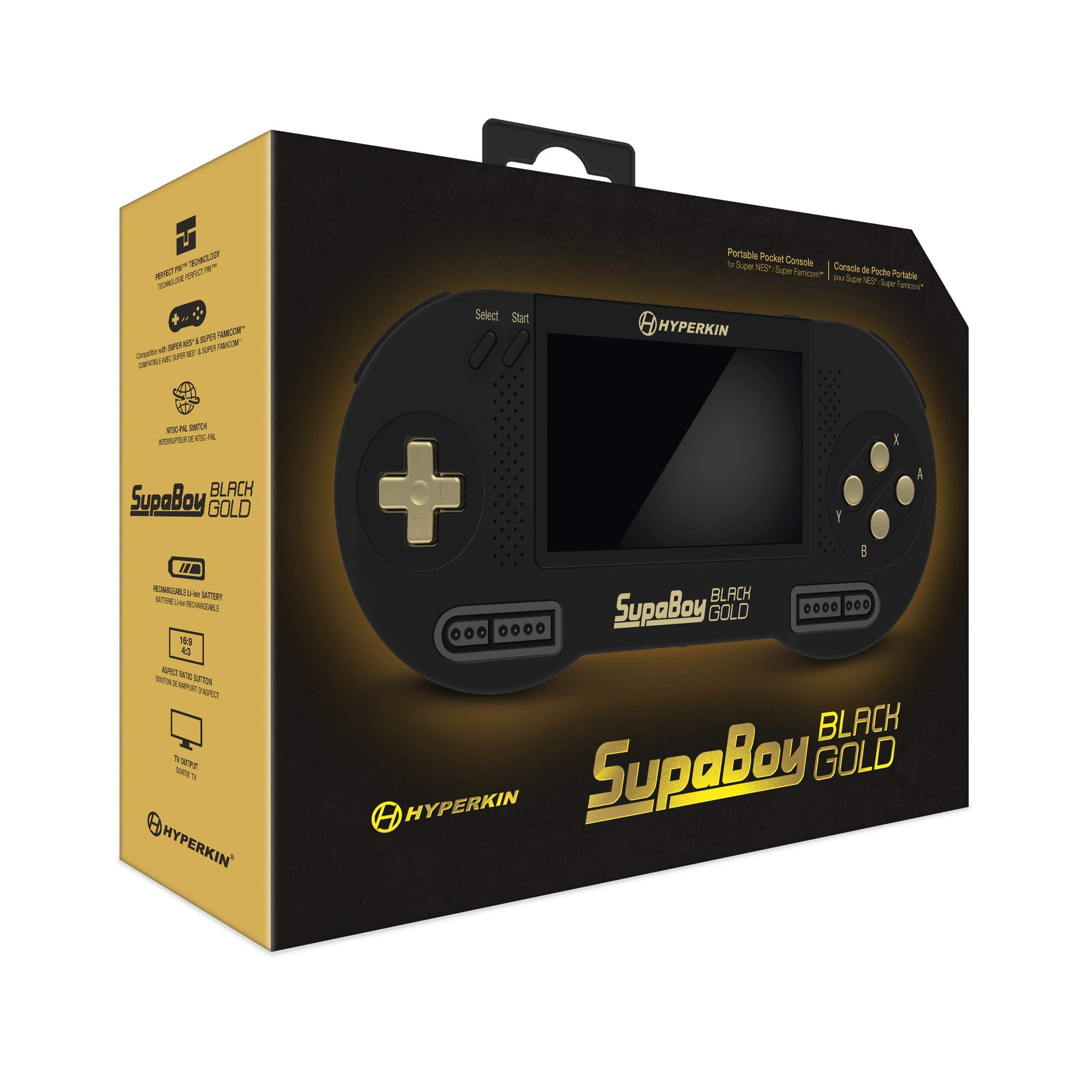 Hyperkin SupaBoy Blackgold Portable Pocket Console for Super NES/Super Famicom - Super NES