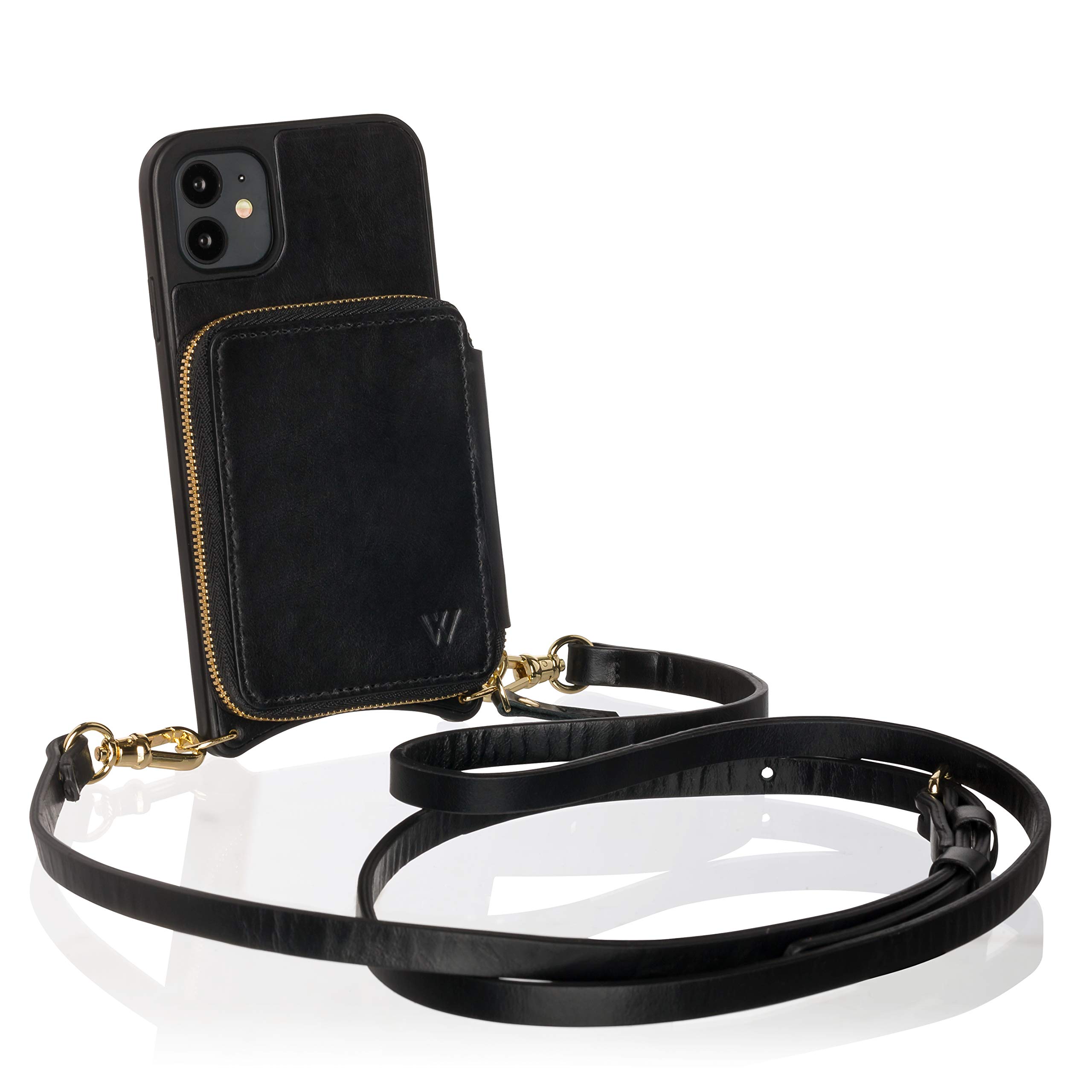 Wilken Crossbody Wallet and Purse Phone Case Compatible with iPhone 13 Pro | Includes a Wristlet and Shoulder Strap | Holds Cash and Credit Cards in Leather Zipper Pouch (13 Pro, Black)