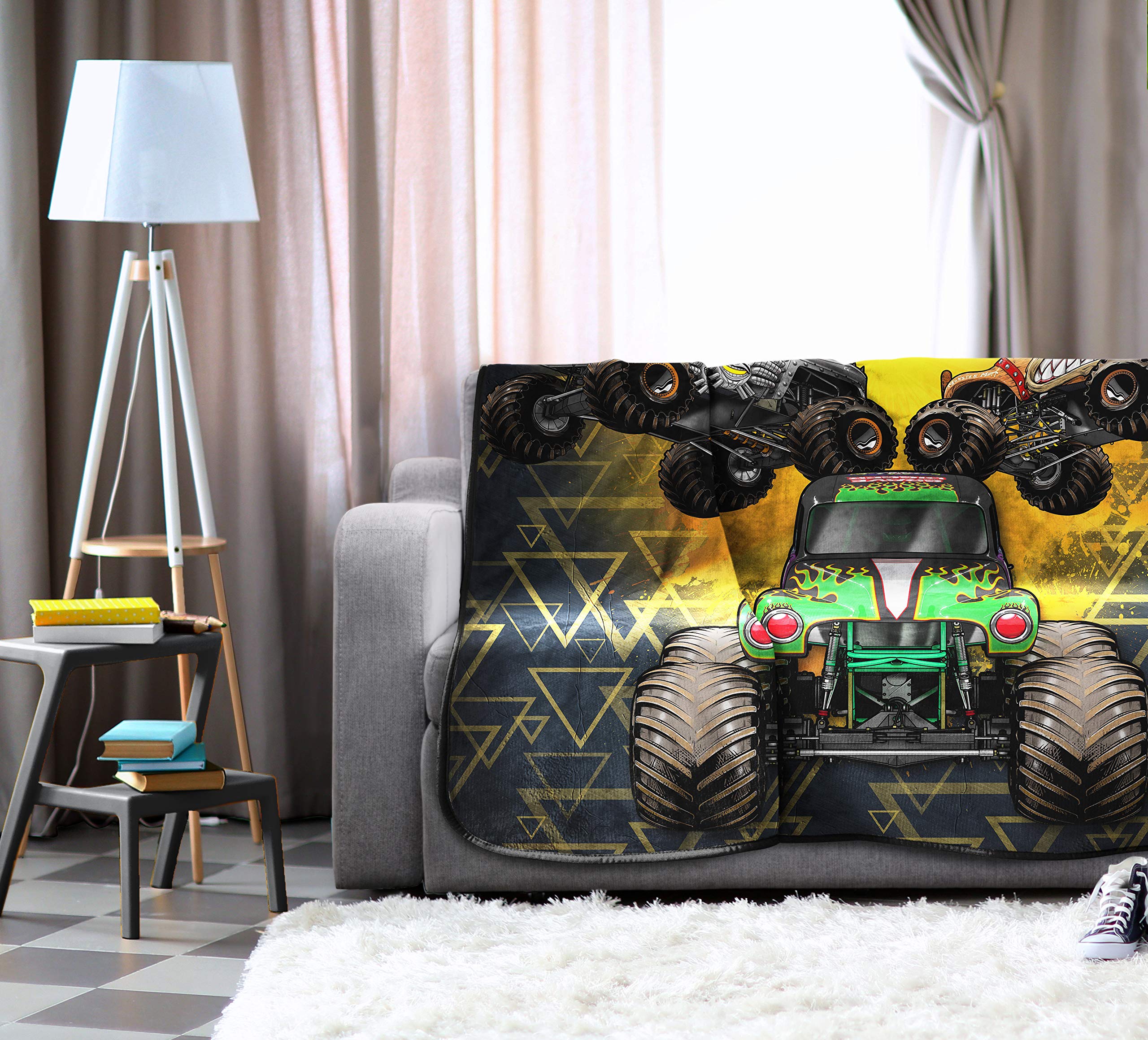 Jay Franco Monster Jam MJ Life Blanket - Measures 62 x 90 inches, Kids Bedding Features Grave Digger - Fade Resistant Super Soft Fleece