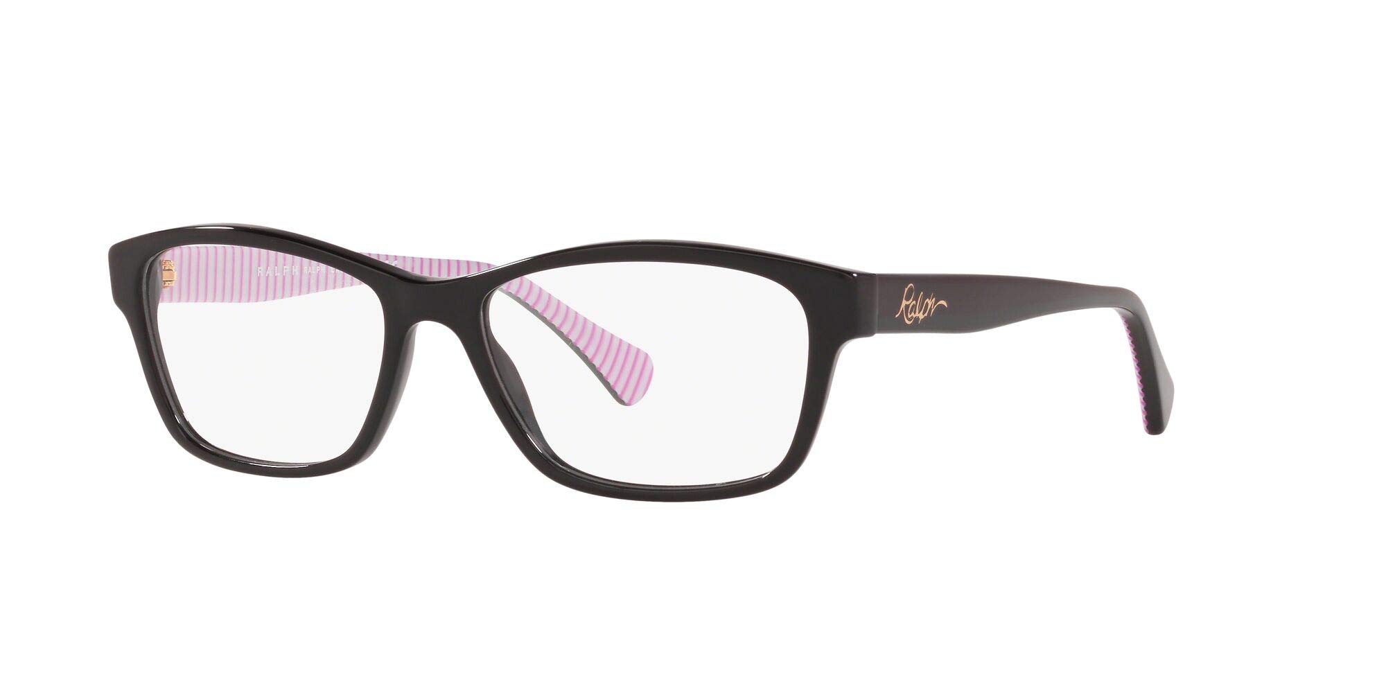 Ralph by Ralph Lauren Women's RA7108 Rectangular Prescription Eyewear Frames, Shiny Black Glitter/Demo Lens, 52 mm