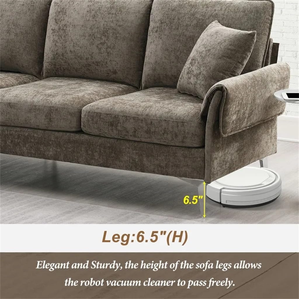 BHVXW Convertible Sectional Sofa, Chenille L-Shaped Sofa Couch with Reversible Chaise Lounge, Fit for Living Room, Apartment (Color : E, Size : As Shown)