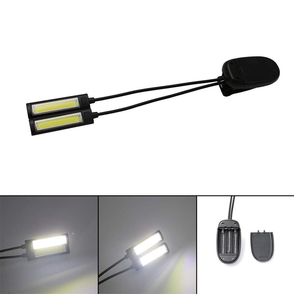 Toxz Mini Portable LED Double Arms Desk Table Lamp with Flexible Clip,Battery/USB Powered,Reading Book Light,Adjustable Brightness,Protect Eyes
