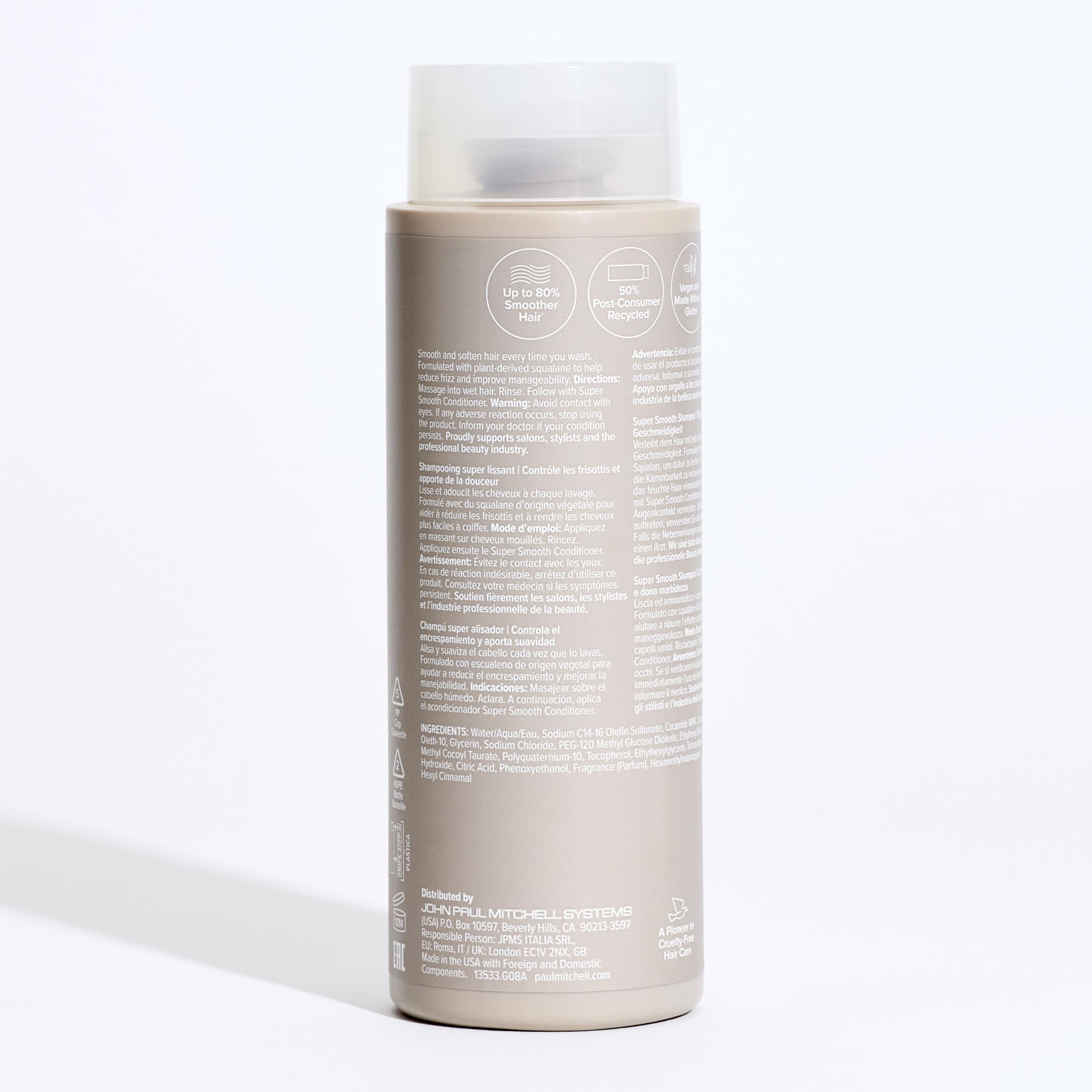 Paul Mitchell Super Smooth Shampoo, Controls Frizz, Adds Softness, For Frizzy Hair, 10.14 Fl Oz