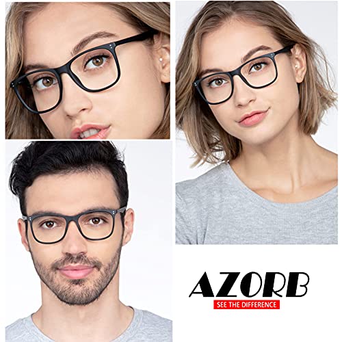 AZorb Blue Light Blocking Glasses Clear Lens Square Frame Anti Blue Ray Computer Game Glasses (Black)