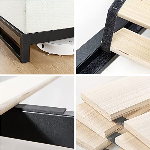 ZINUS Suzanne 37 Inch Bamboo and Metal Platform Bed Frame / Solid Steel Construction / No Box Spring Needed / Wood Slat Support / Easy Assembly, Grey Wash, Full