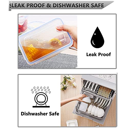 Mengico 4.6 Cup Plastic Food Containers With Lids,10 Pack Food Storage Containers,Rectangle Food Containers,Meal Prep Kitchen Food Organization