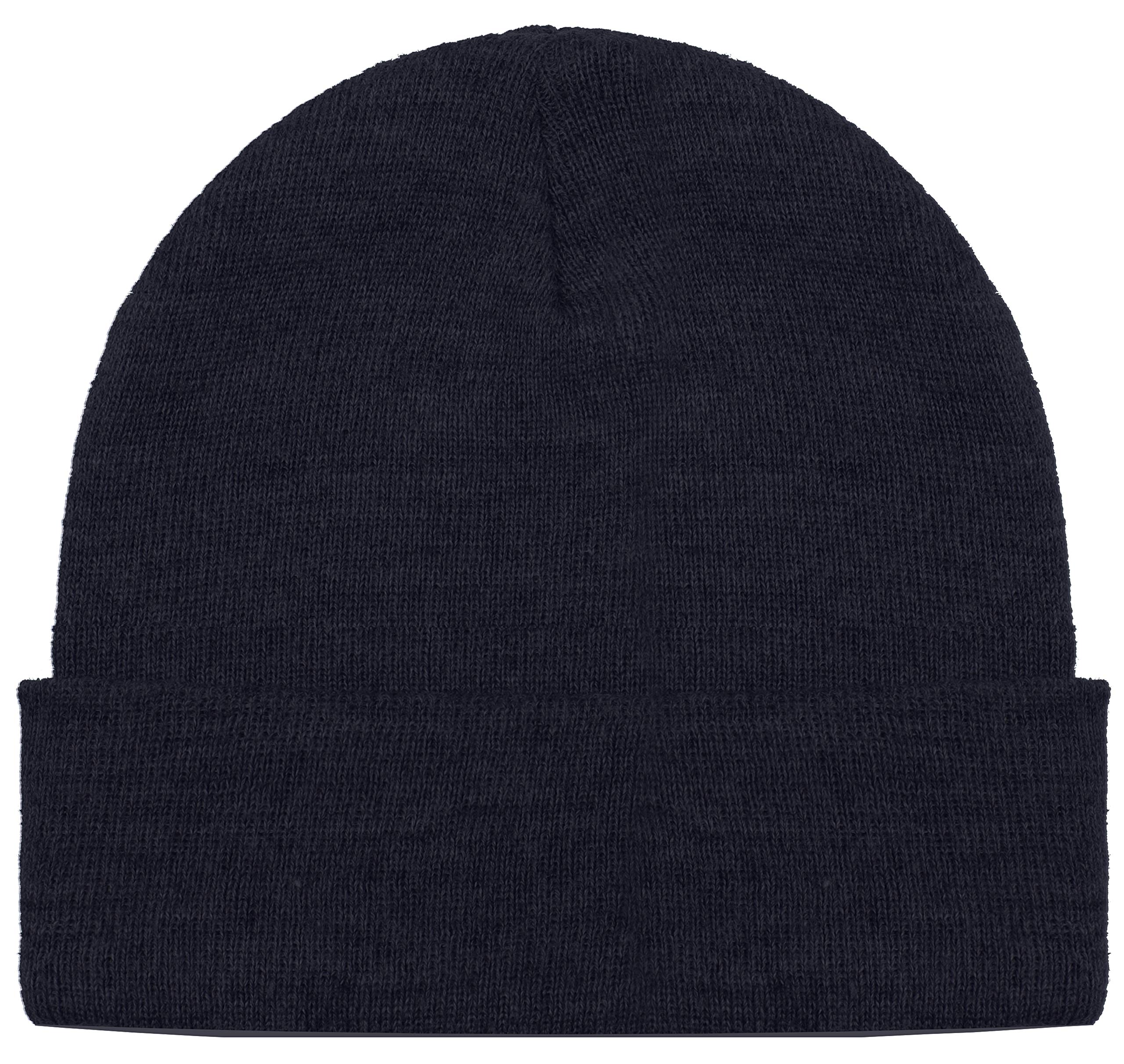 Blueberry Uniforms Black Merino Wool Beanie Hat -Soft Winter and Activewear Watch Cap