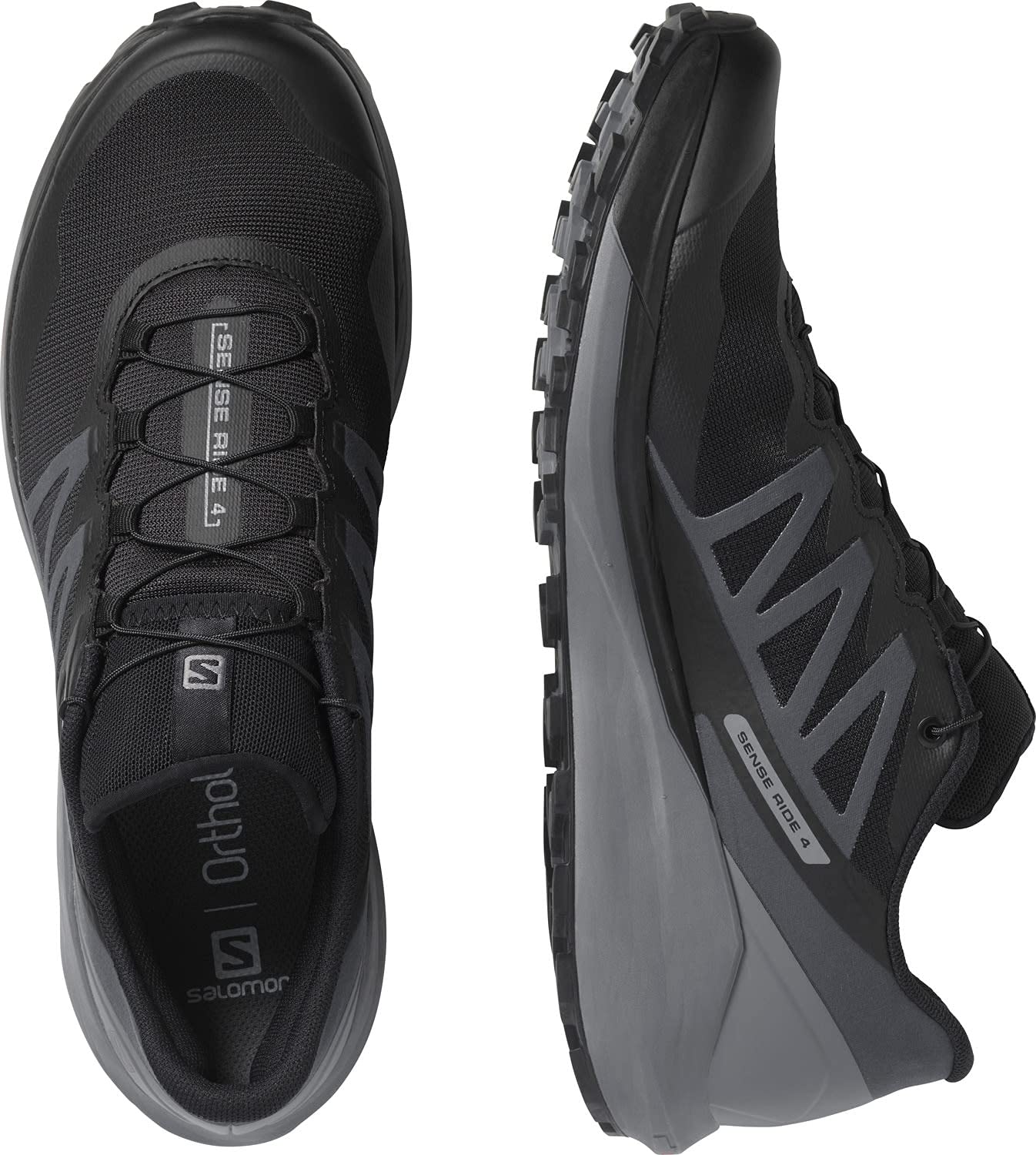 Salomon Sense Ride 4 Trail Running Shoes for Men, Black/Quiet Shade/Ebony, 11.5