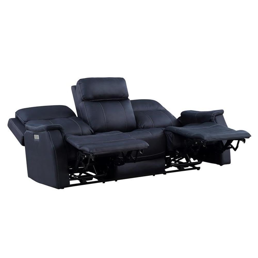 Steve Silver Co Ocean Blue Nubuck Leather-Like Power Reclining USB Port, Hand-Stitched, Headrest & Footrest Control Sofas, 84 x 41 x 41