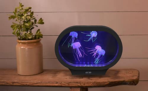 Lightahead Realistic LED Jellyfish Lava Mood Lamp Oval Design with Vibrant Color Changing Light Effects. A Sensory Flourescent Jelly Fish Aquarium Tank