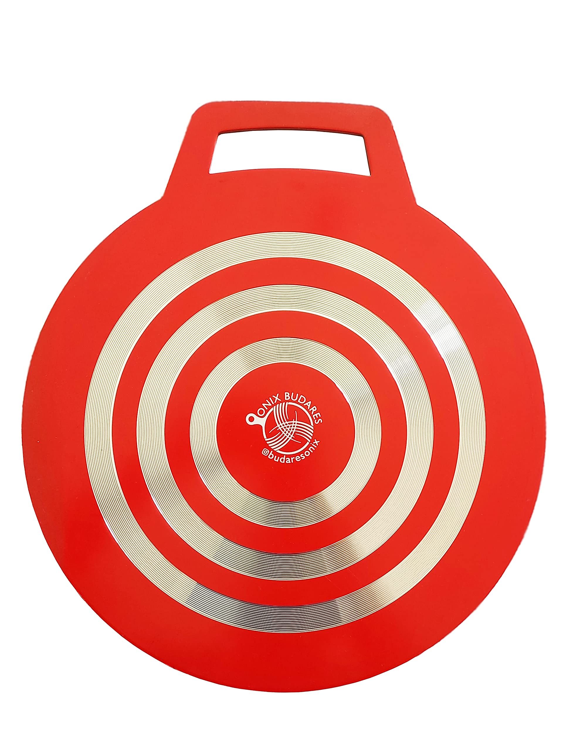 BUDAREONIX Budare Non-Stick Aluminum Griddle Round 30cm 13.25”round griddle/griddle w handle, perfect for tortillas, crepes, arepas, cachapa, meats, roti, naan, pizza, pancakes, etc, nonstick skillet.