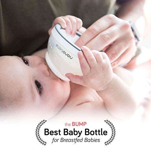 Nanobebe Breastmilk Baby Bottle Bundled with Travel Cooler, Grey Breast Milk Bottle 3-Pack (5oz) and Travel Cooler Bag, Ice Pack Included (12 Items)