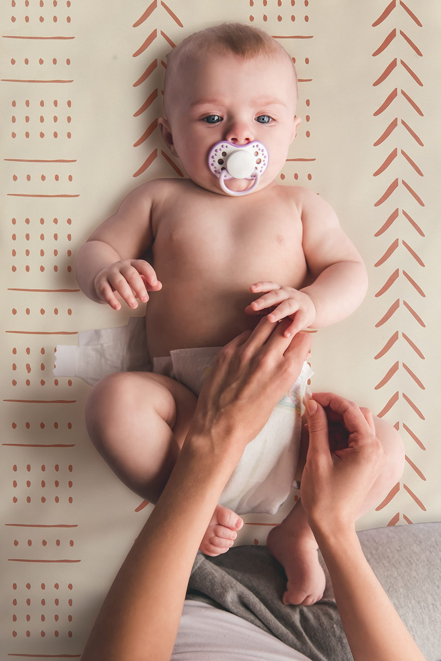 CHILDLIKE BEHAVIOR Vegan Leather Baby Changing Pad- Wipeable Portable changing Pad for Babies- Perfect for Travel- Foldable and Waterproof changing mat - Breathable and Gentle on Babys Skin-Grey 16x30