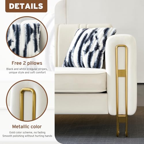 EVERGRATE FURNITURE 85” Sofa Couch for Living Room, Modern 3 Seater Comfy Sofa with Extra Deep Seats,Velvet Fabric Couches for Small Space,Apartment