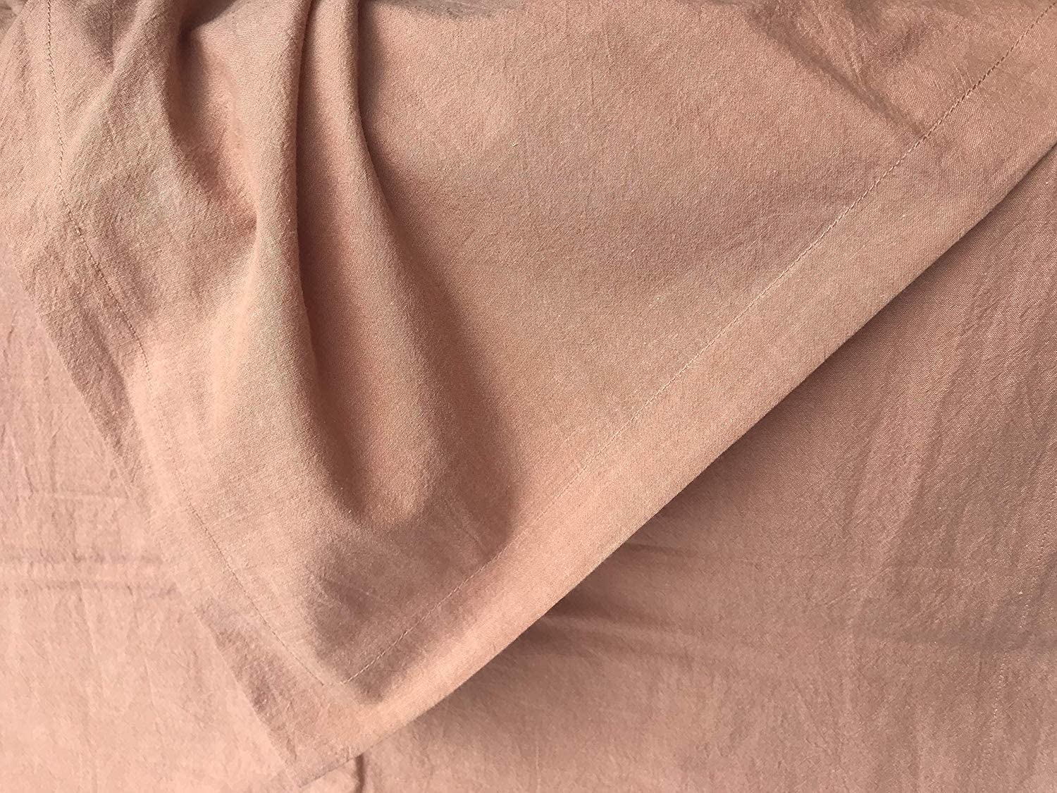 Eikei Washed Cotton Chambray Duvet Cover Solid Color Casual Modern Style Bedding Set Relaxed Soft Feel Natural Wrinkled Look (Copper Dust, Queen)