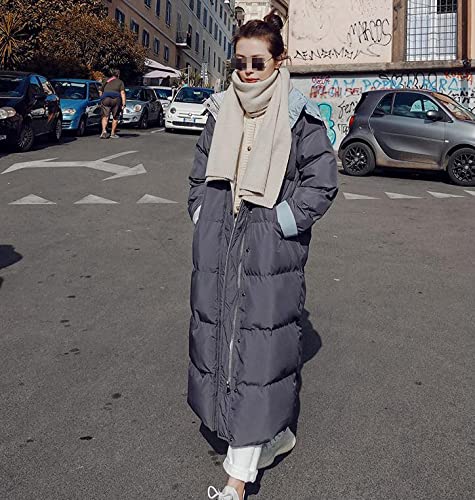 BLFYQB Padded Women Loose Thicken in The Long Section Bread Service Thigh Student Sen Department Coat Tide Soft and Comfortable/Gray/L