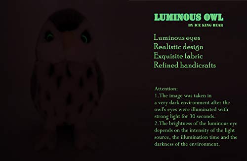 Ice King Bear Owl Stuffed Animal Luminous Eyes, Cute Plush Toy 10 Inches