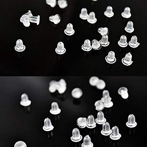 S5E5X 100pcs Clear Soft Earring Hook Bullet Safety Stopper Earnut Silicone Rubber Back Safe Tool (A)
