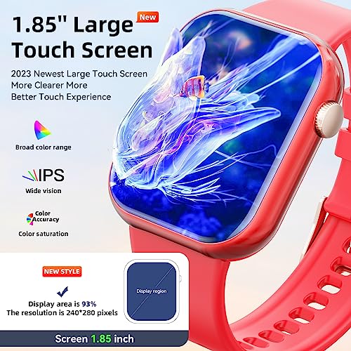 Hwagol Smart Watch,Bluetooth Call Smartwatch for Men Women,Monitor Heart Rate/Sleep/Blood Oxygen/Pedometer,Multiple Exercise Modes,Compatible with iOS and Android, 1.85-inch Screen Fitness Trackers