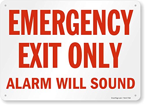 SmartSign "Emergency Exit Only, Alarm Will Sound" Sign | 10" x 14" Plastic